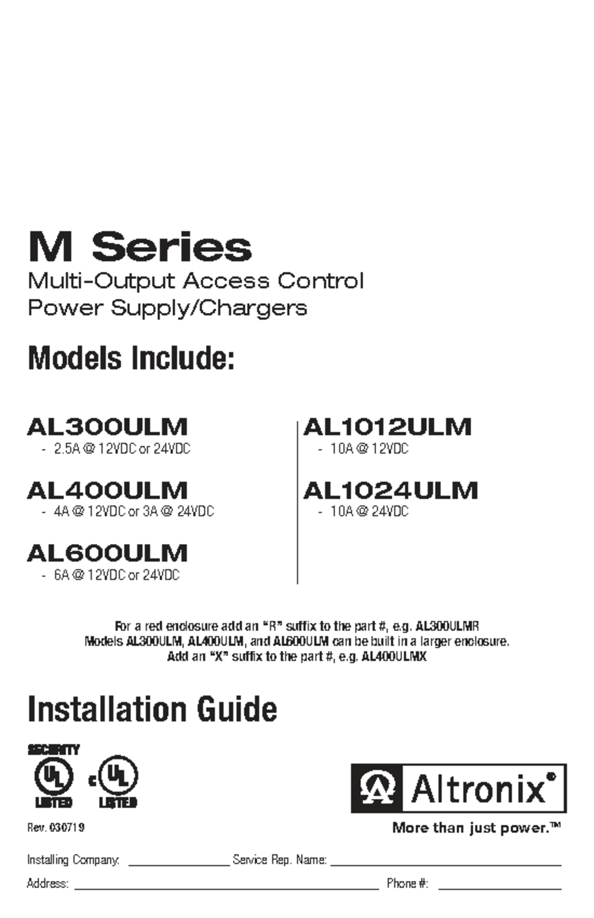 M Series Access Control Power Models Overview and Installation Guide ...