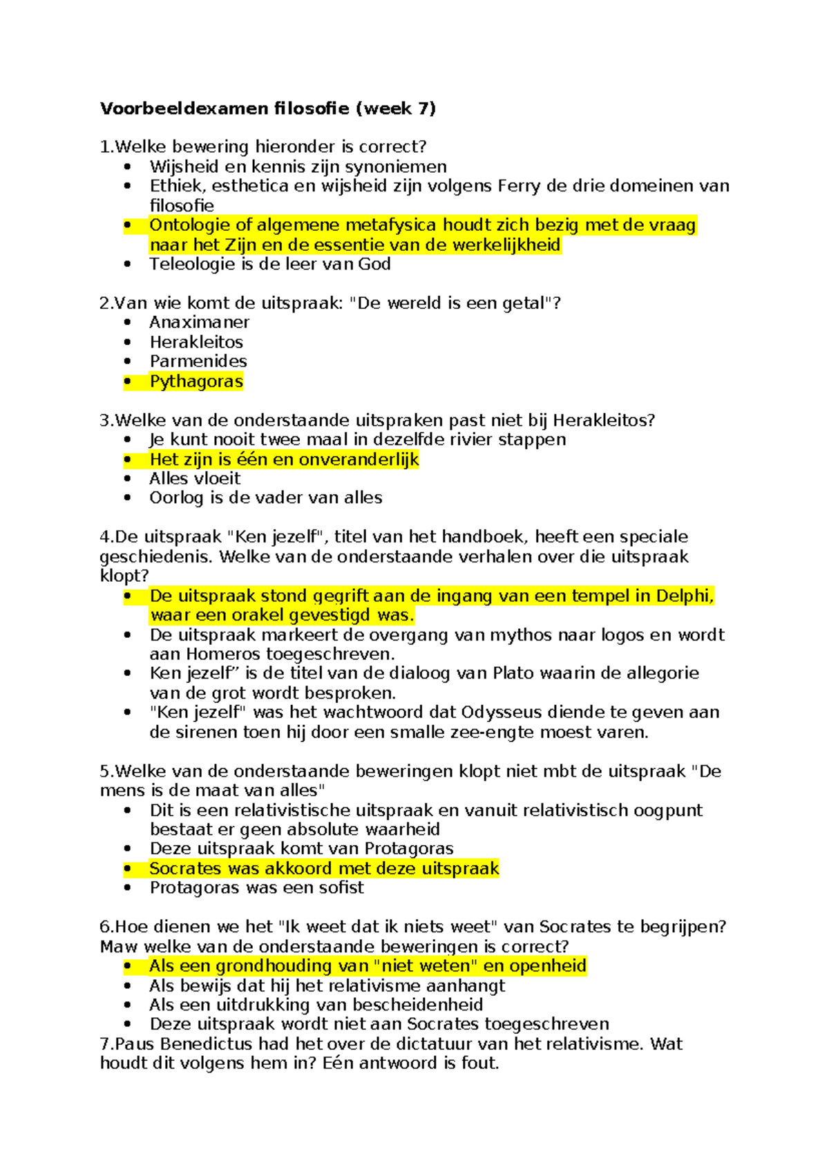 Voorbeeldexamen filosofie - Welke van de onderstaande verhalen over die ...