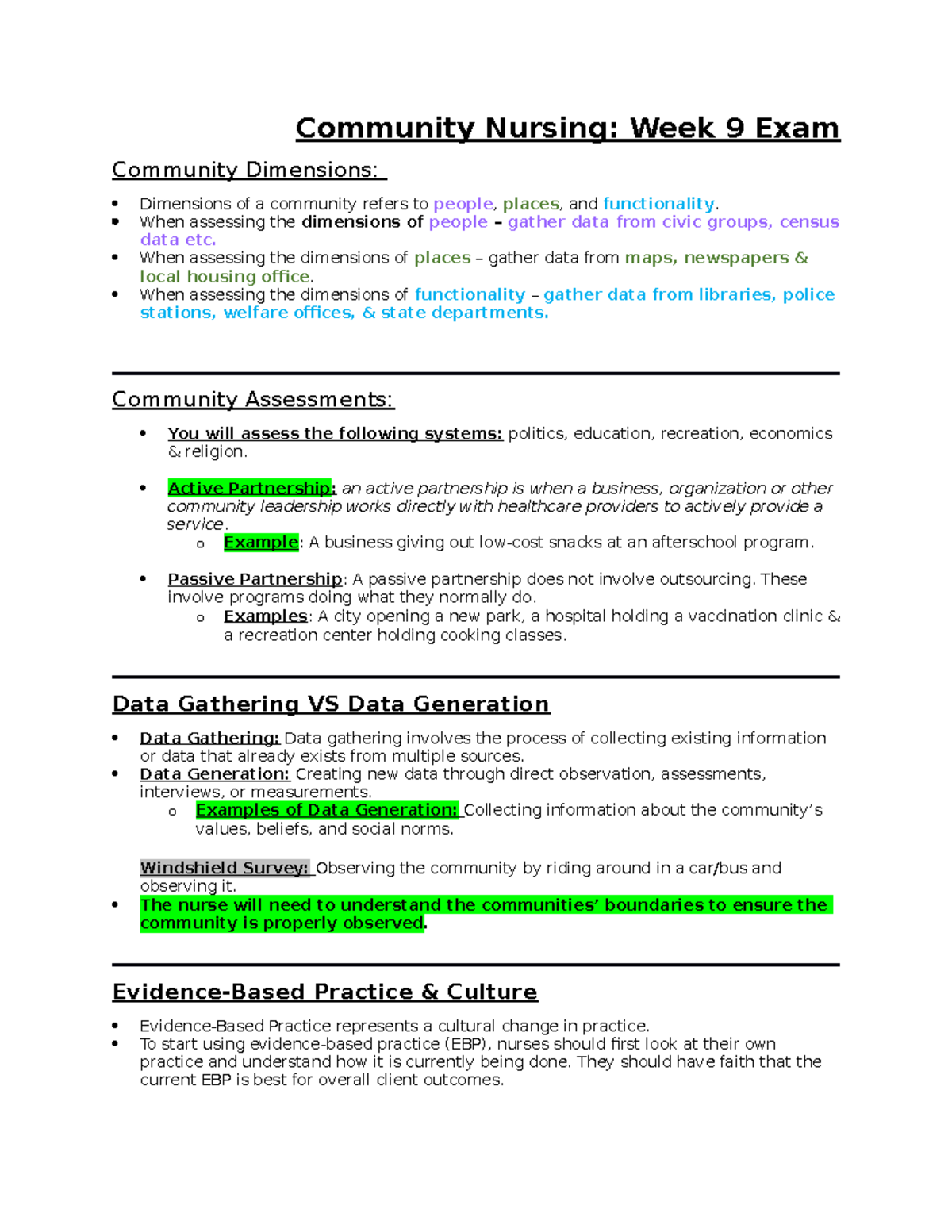 Exam3study - Med Surg notes - Community Nursing: Week 9 Exam Community ...