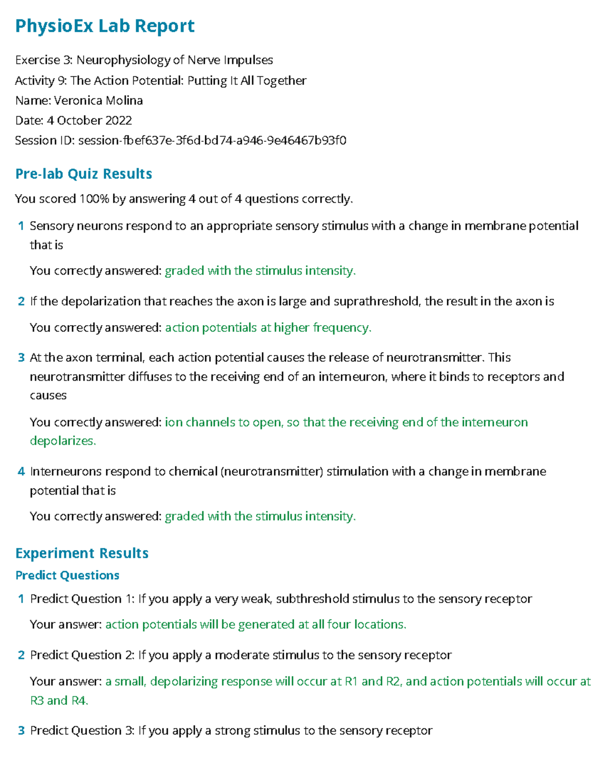 Exercise 3 Activity 9 The action potential puttin it all together ...