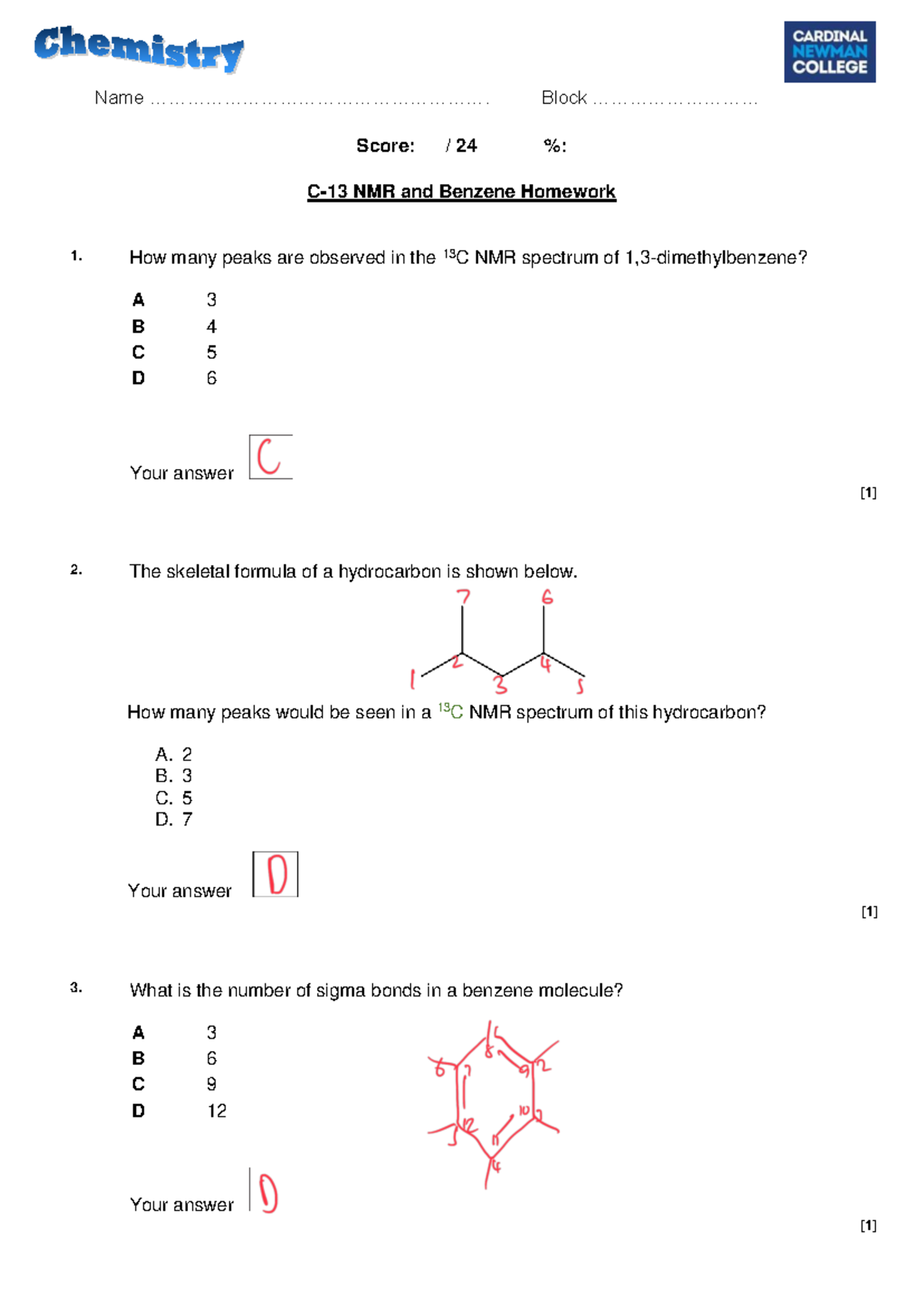 C-13 NMR and Benzene Homework Assignment Analysis - Studocu