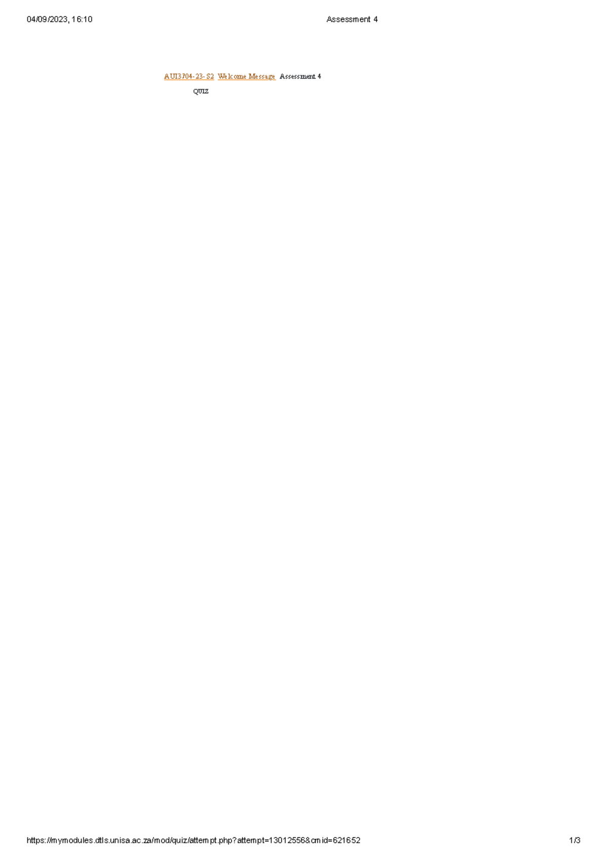 Assessment 4 Quiz Notes for AUI3704 - Technology Trends in Auditing ...