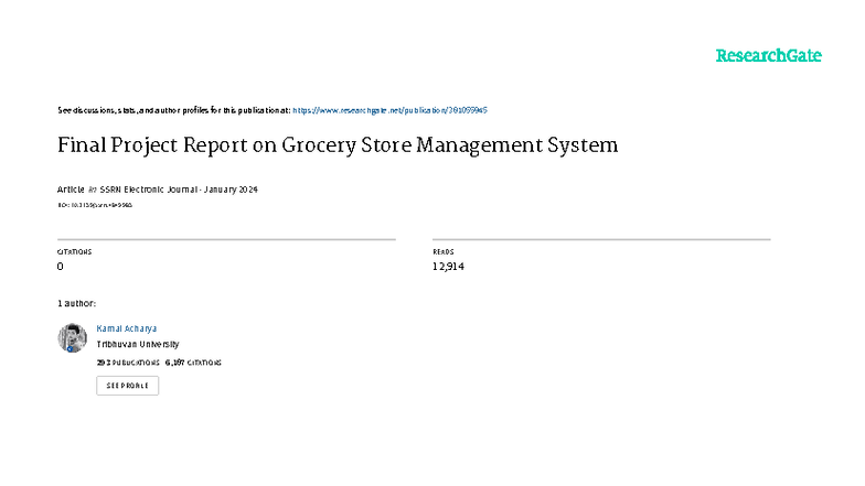 Final Project Report: Grocery Store Management System (CS101) - Studocu