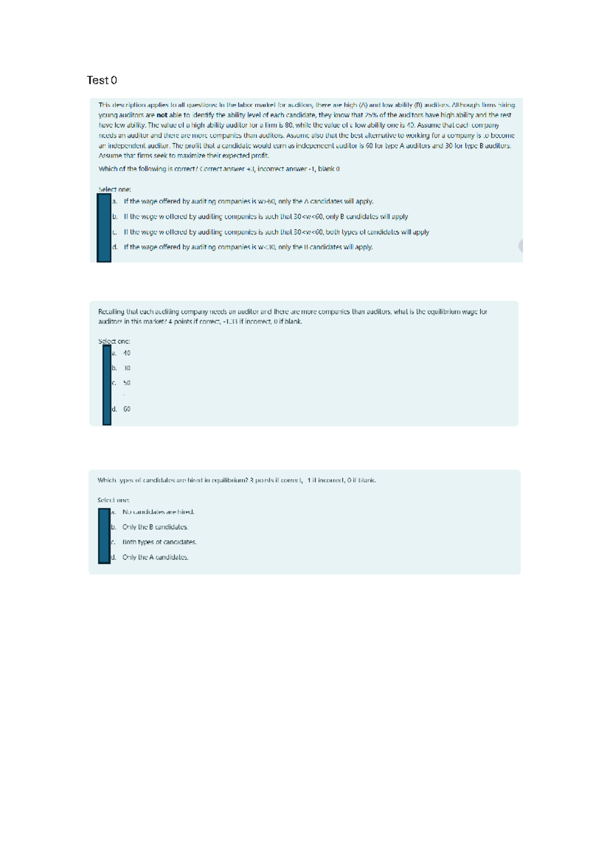 Test 0: Organizational Economics 2025 - Labor Market for Auditors - Studocu