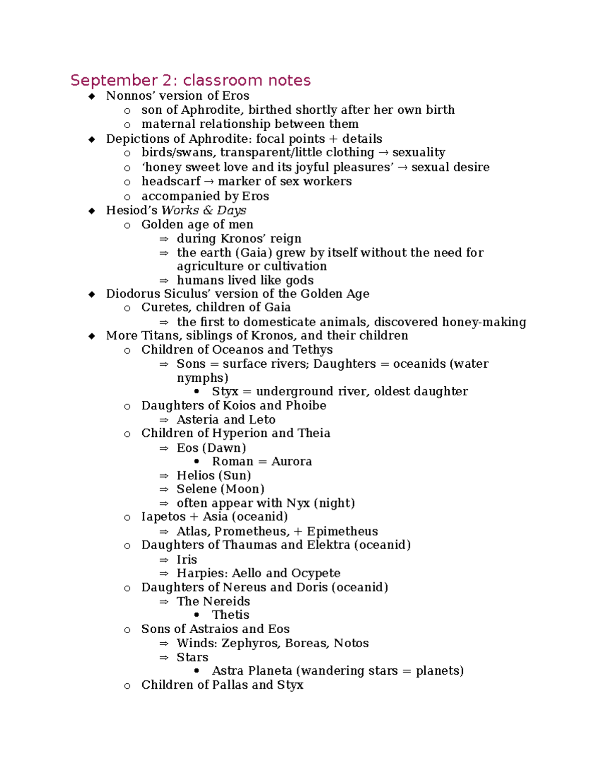 Analysis of Greek Mythology: Nonnos’ Eros & Kronos' Legacy Notes - Studocu