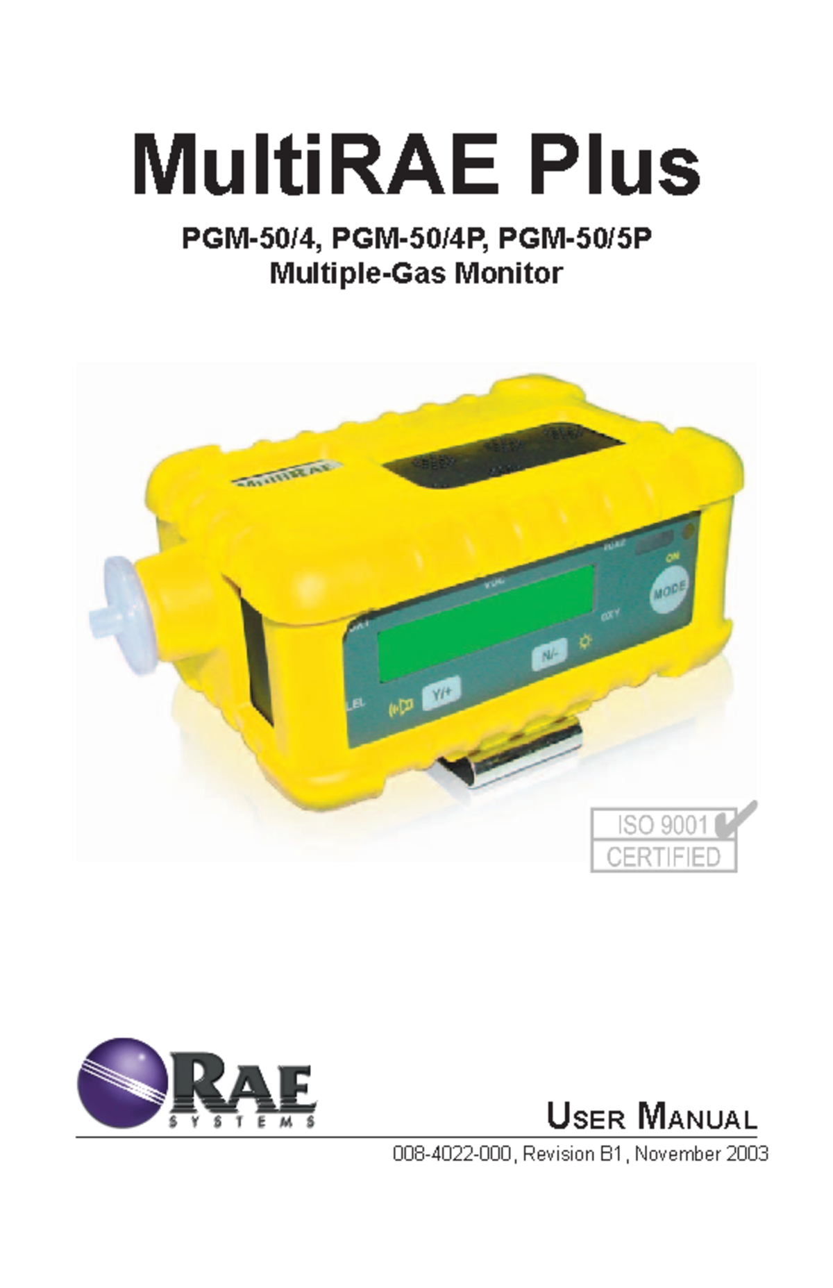 Rae multirae plus - naaa - MultiRAE Plus USER MANUAL PGM-50/4, PGM-50 ...