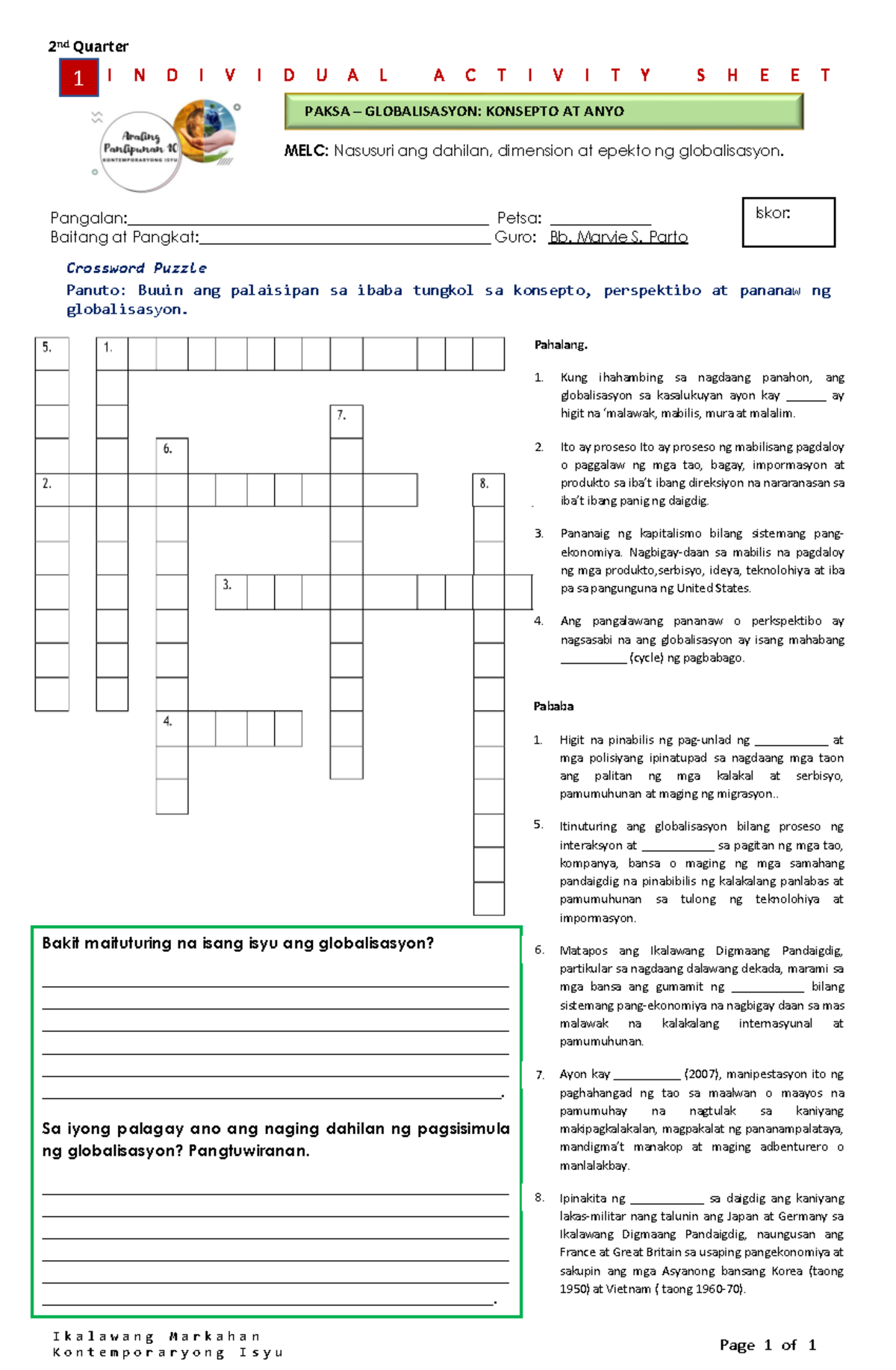 Q2-Activity-Sheet-Globalization-Concept-and-Issues - Studocu