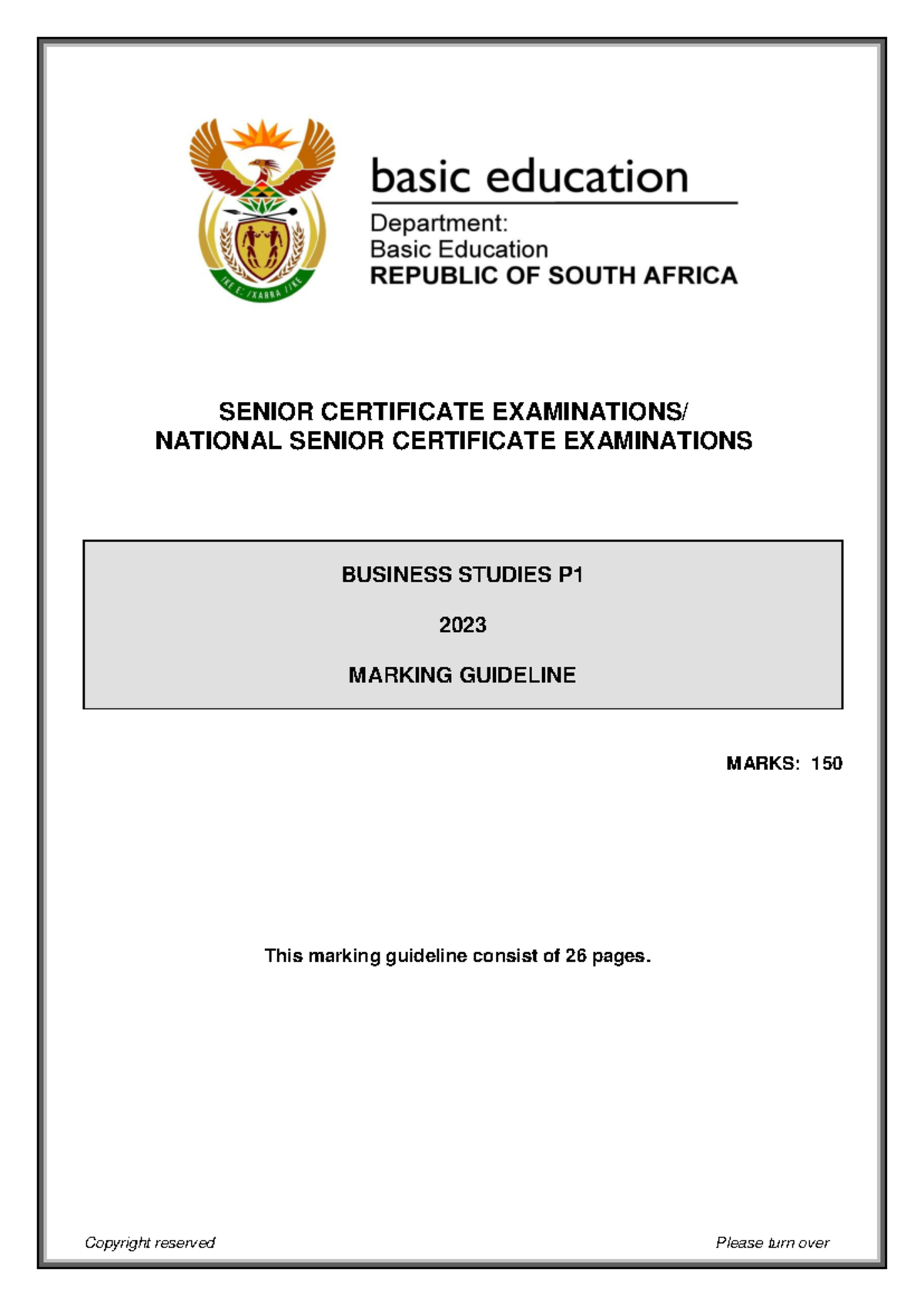Business Studies P1 Marking Guidelines May-June 2023 MG Eng - Studocu