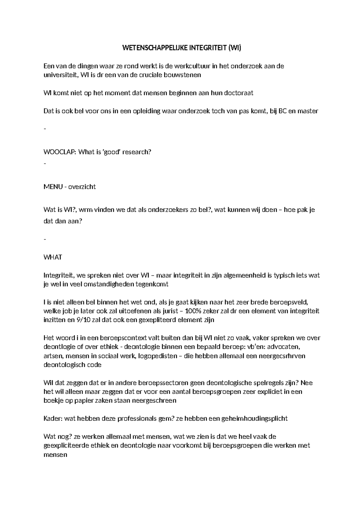 Wetenschappelijke Integriteit (WI): Cultuur en Normen in Onderzoek ...