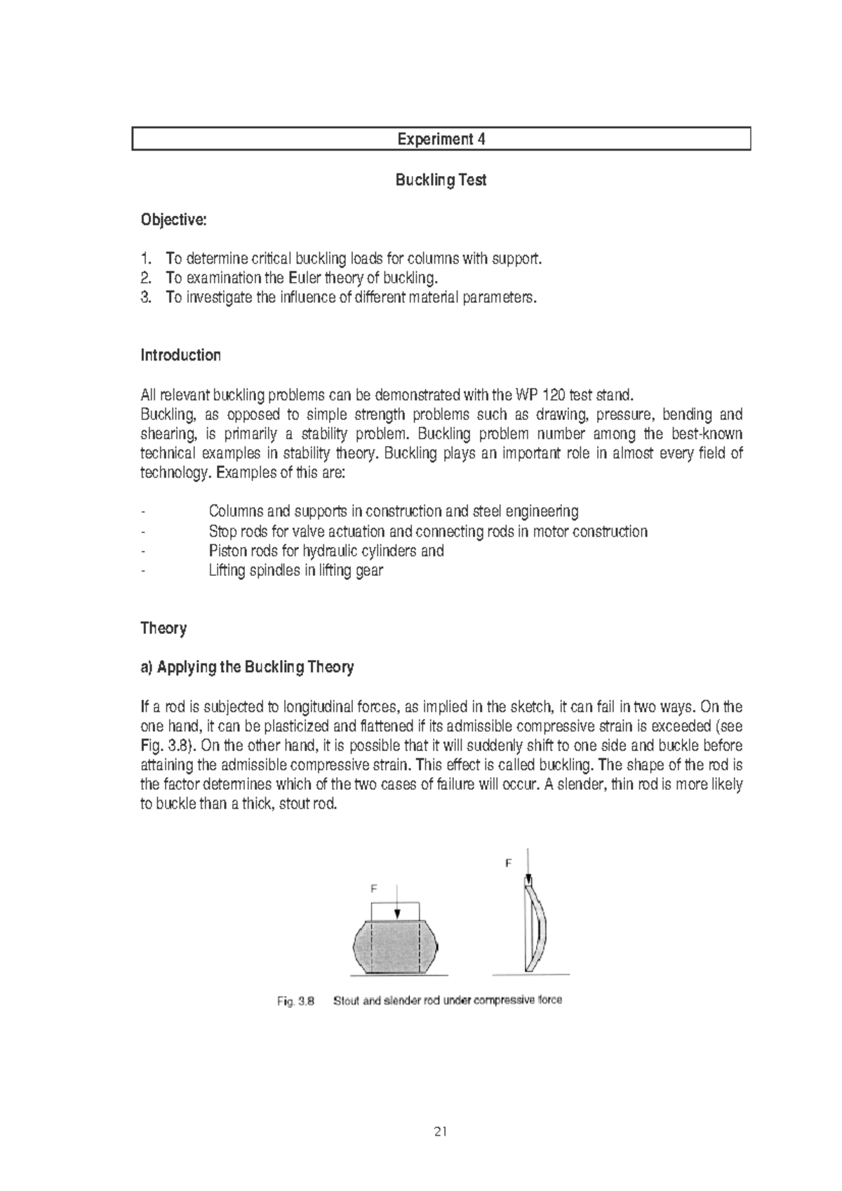 WP 120 Buckling Test: Critical Loads and Material Influence Analysis ...