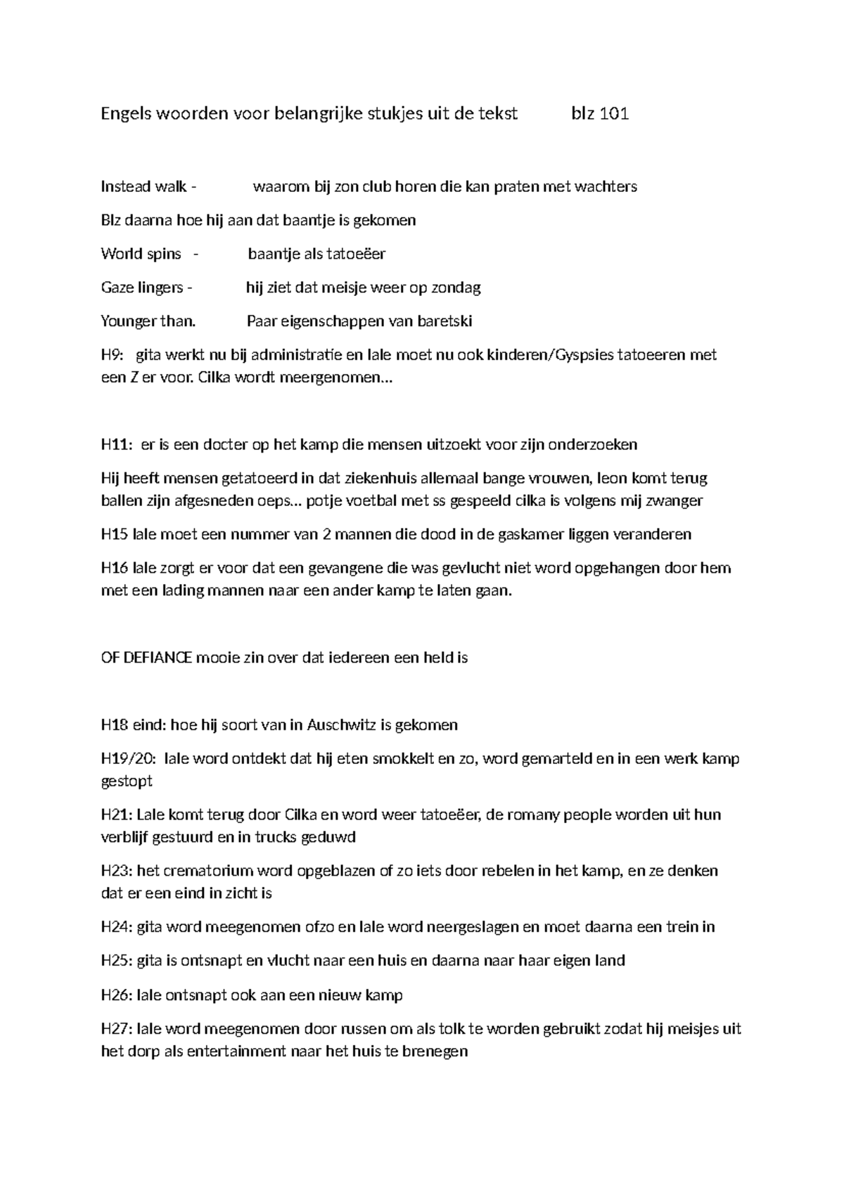 Engels Hulp: Belangrijke Stukken uit de Tekst en Samenvattingen ...