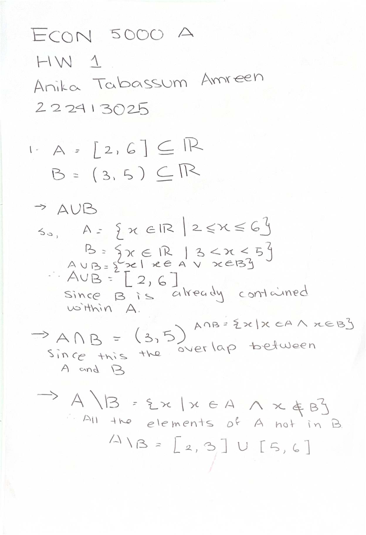 ECON 5000 A HW 1: Vector Spaces and Linear Independence Concepts - Studocu