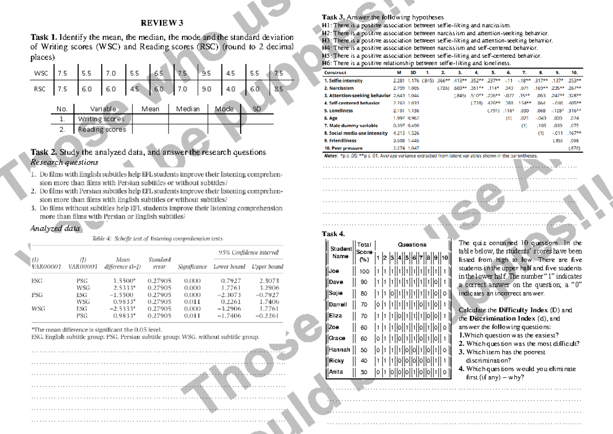 Review 3 - Research Methodology (Ch 5-10) - Mean, Median, and Hypotheses - Studocu
