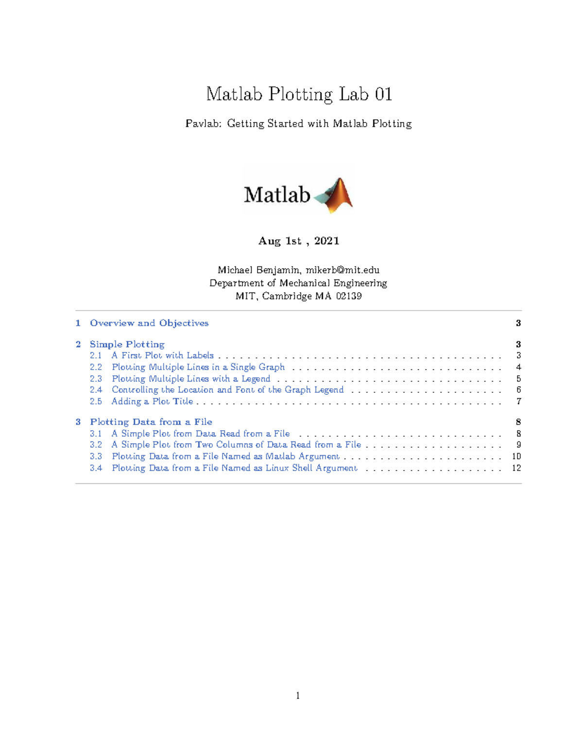 Matlab Plotting Lab 01: Introduction to Basic Plotting Techniques - Studocu