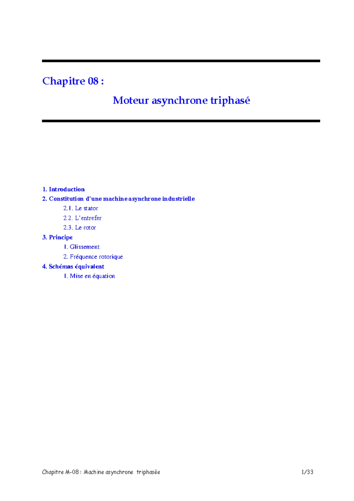 Cours sur le Moteur Asynchrone Triphasé : Théorie et Exercices - Studocu