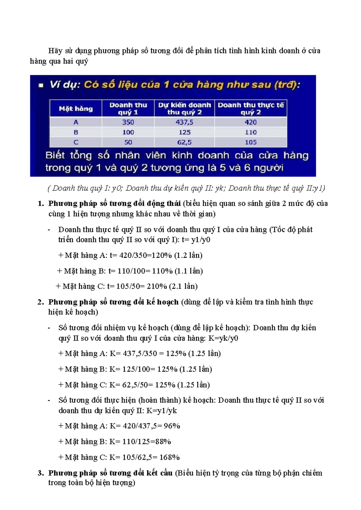 Phân Tích Doanh Thu Qua Số Tương Đối - BTVN Thống Kê BTVN - Studocu