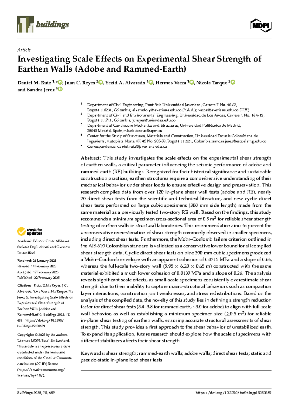 Investigating Scale Effects on Shear Strength of Earthen Walls (CE 2025 ...