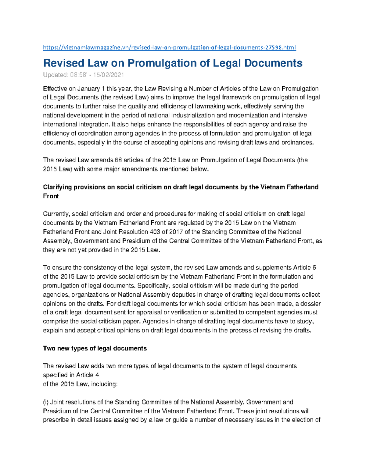 Revised Law on Promulgation of Legal Documents: Key Amendments ...