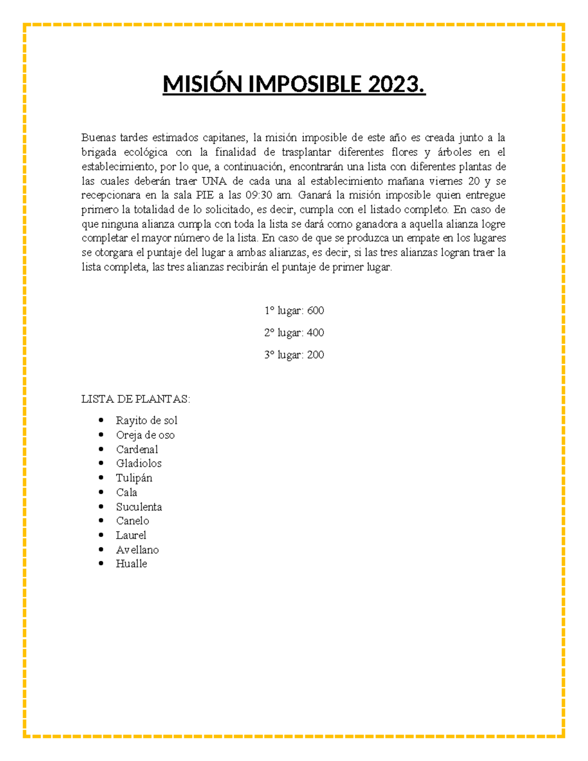 Misión Imposible 2023 - fefefefe - MISIÓN IMPOSIBLE 2023. Buenas tardes ...