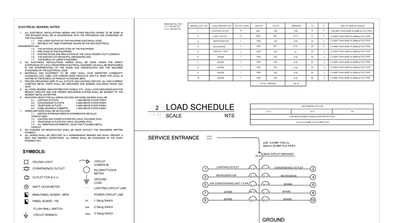 E3 - Electrical General Notes for 3 Bungalow Residential Units - Studocu