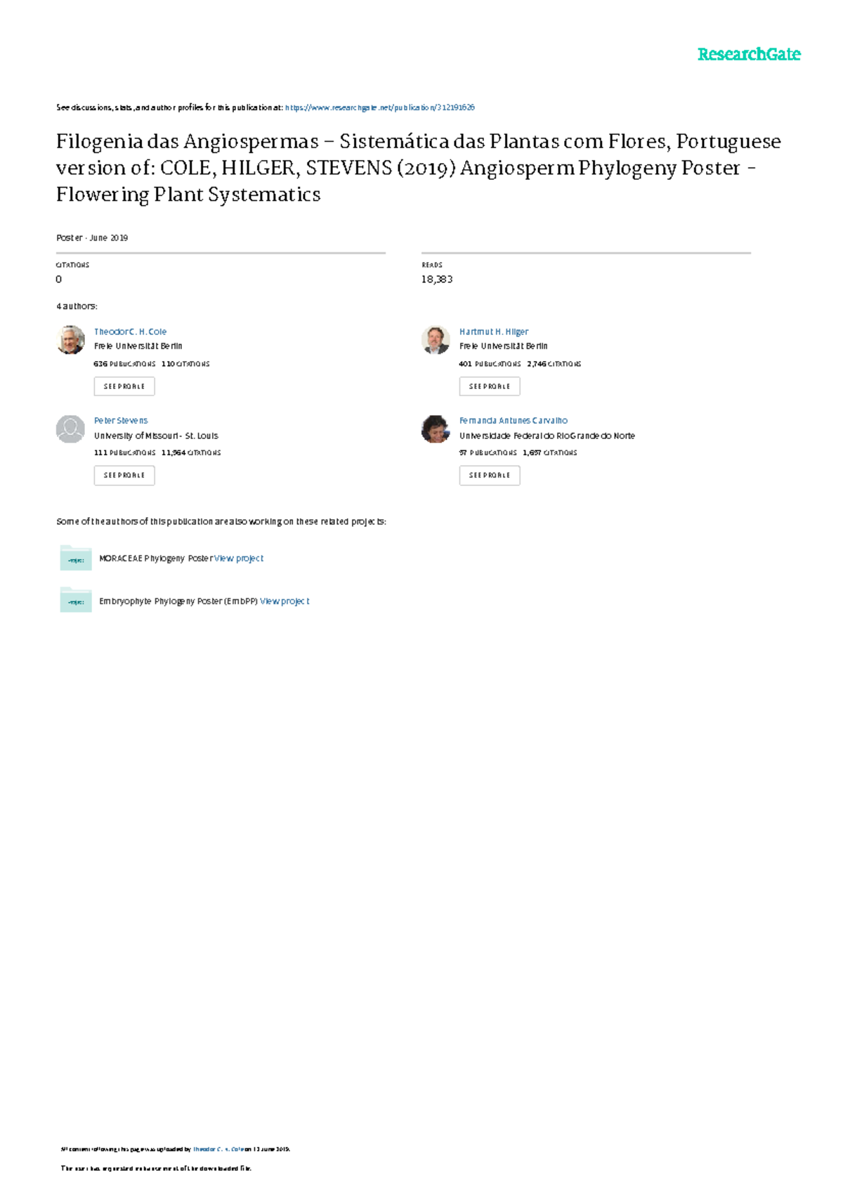 Filogenia das Angiospermas: Poster de Sistemática das Plantas com Flores - Studocu