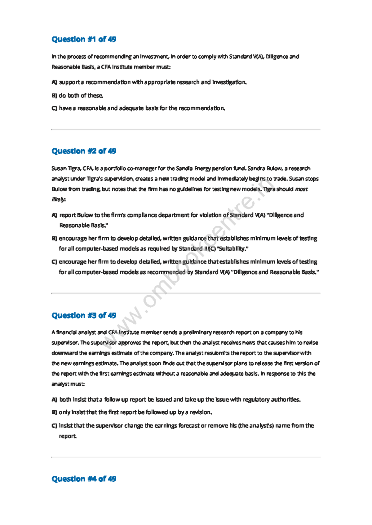 CFA level 1 Reading 3.7 Guidance for Standard V - - Studocu