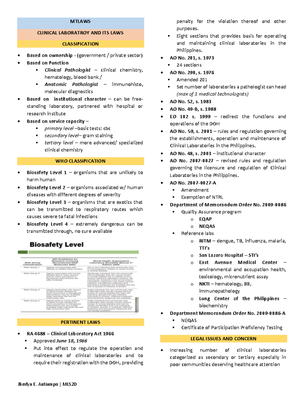 MTLAWS Clinical Laboratory Regulations and Classification Overview ...