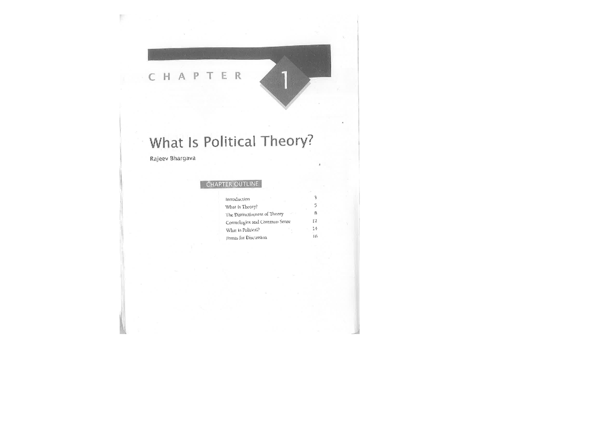 CHAPTER 1: Understanding Political Theory - Rajeev Bhargava - Studocu