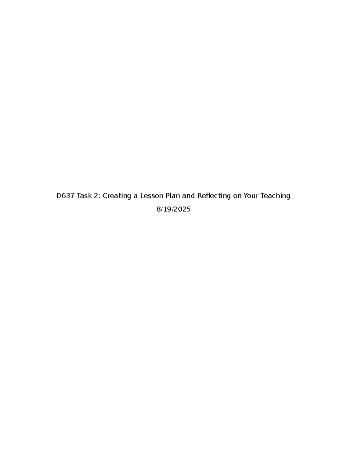 D637 Task 2: Lesson Plan on Multiplication as Repeated Addition - Studocu