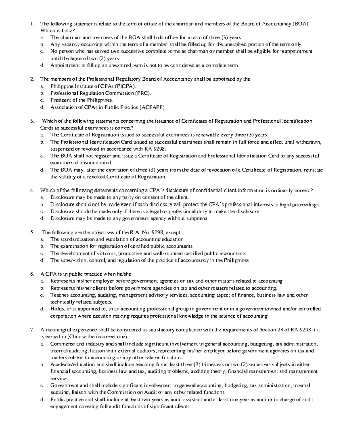 BOA 101: Auditing Assignment - Critical Test Questions and Answers ...
