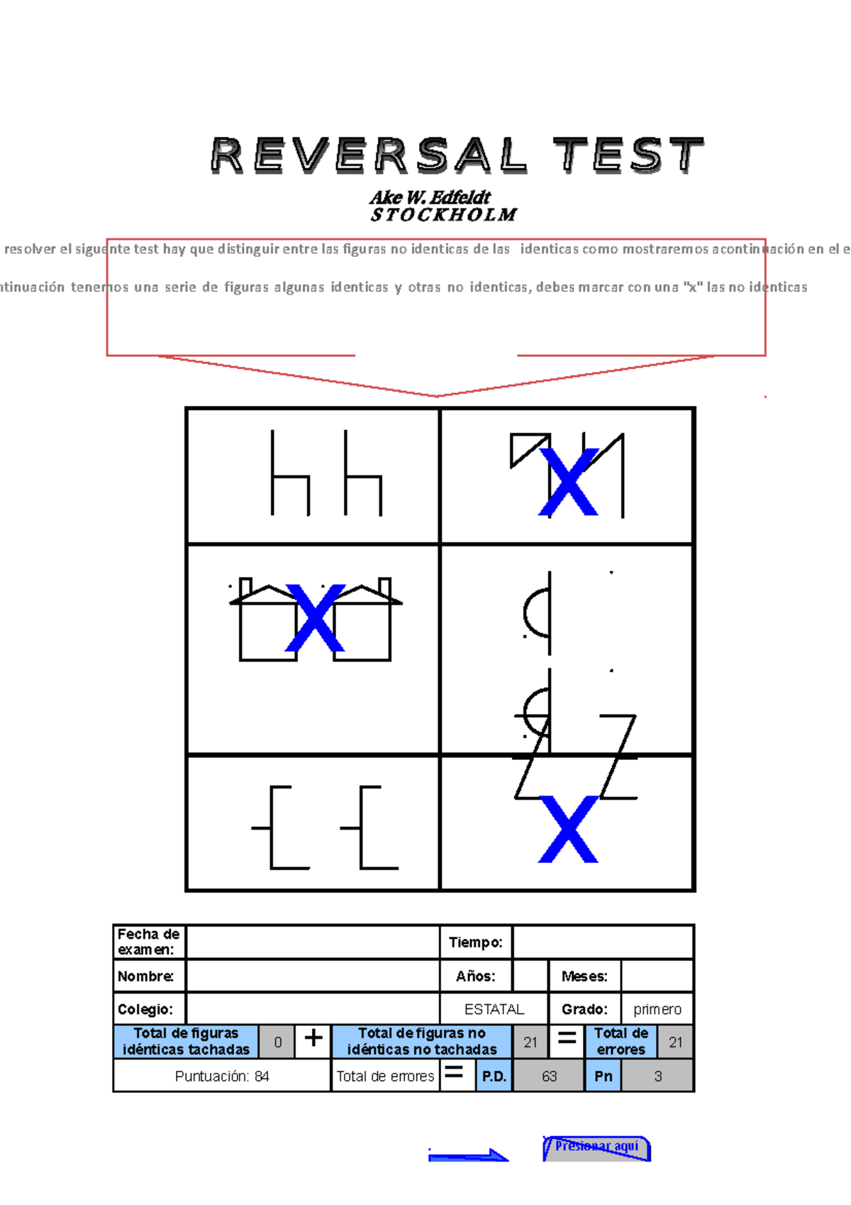Reversal-test - Test predictor - las figuras no identicas de las ...