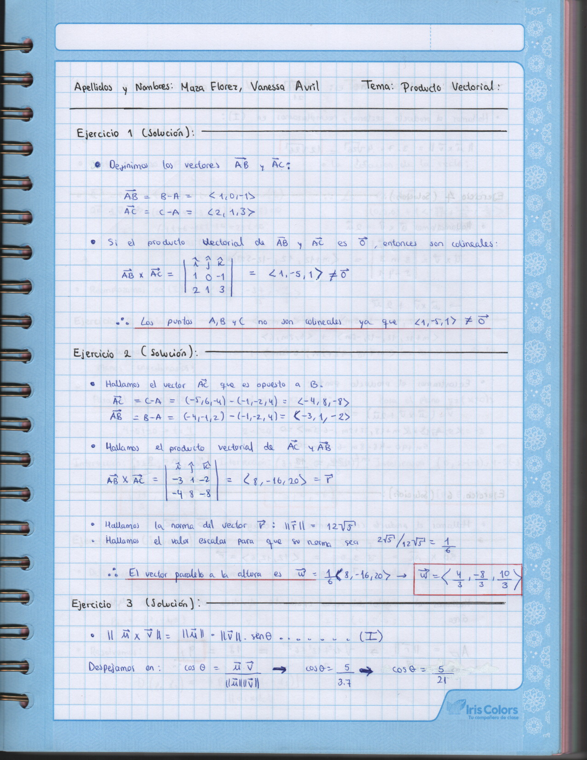 Producto Vectorial - AC AB Hallamos el products vectorial de AC YAB AB ...