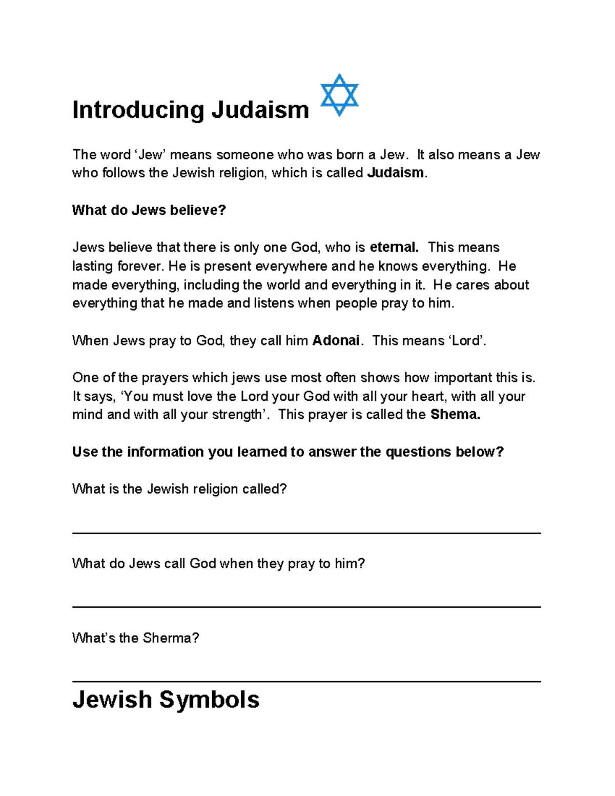 Introducing Judaism: Beliefs, Practices, and Festivals - Studocu