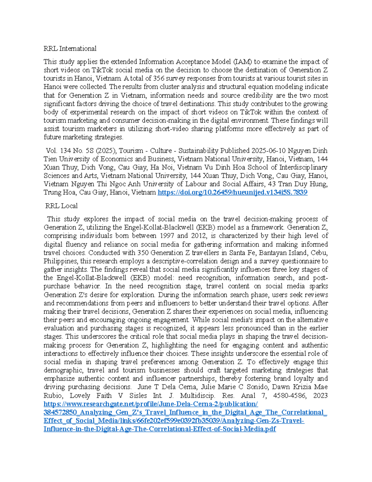 RRL International: Impact of TikTok on Gen Z Travel Choices in Hanoi ...