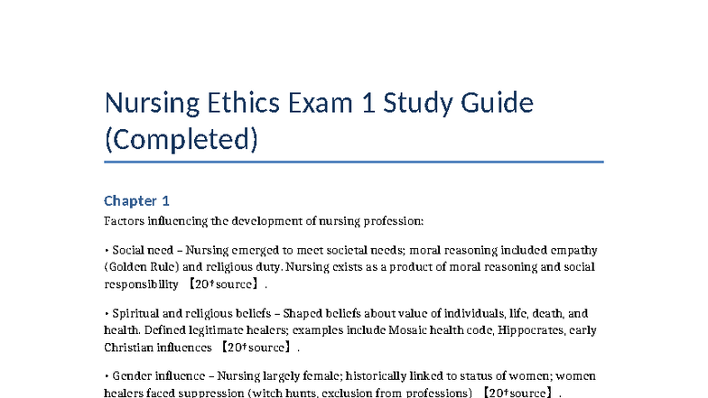 Nursing Ethics Exam 1 Study Guide: Key Concepts & Theories - Studocu