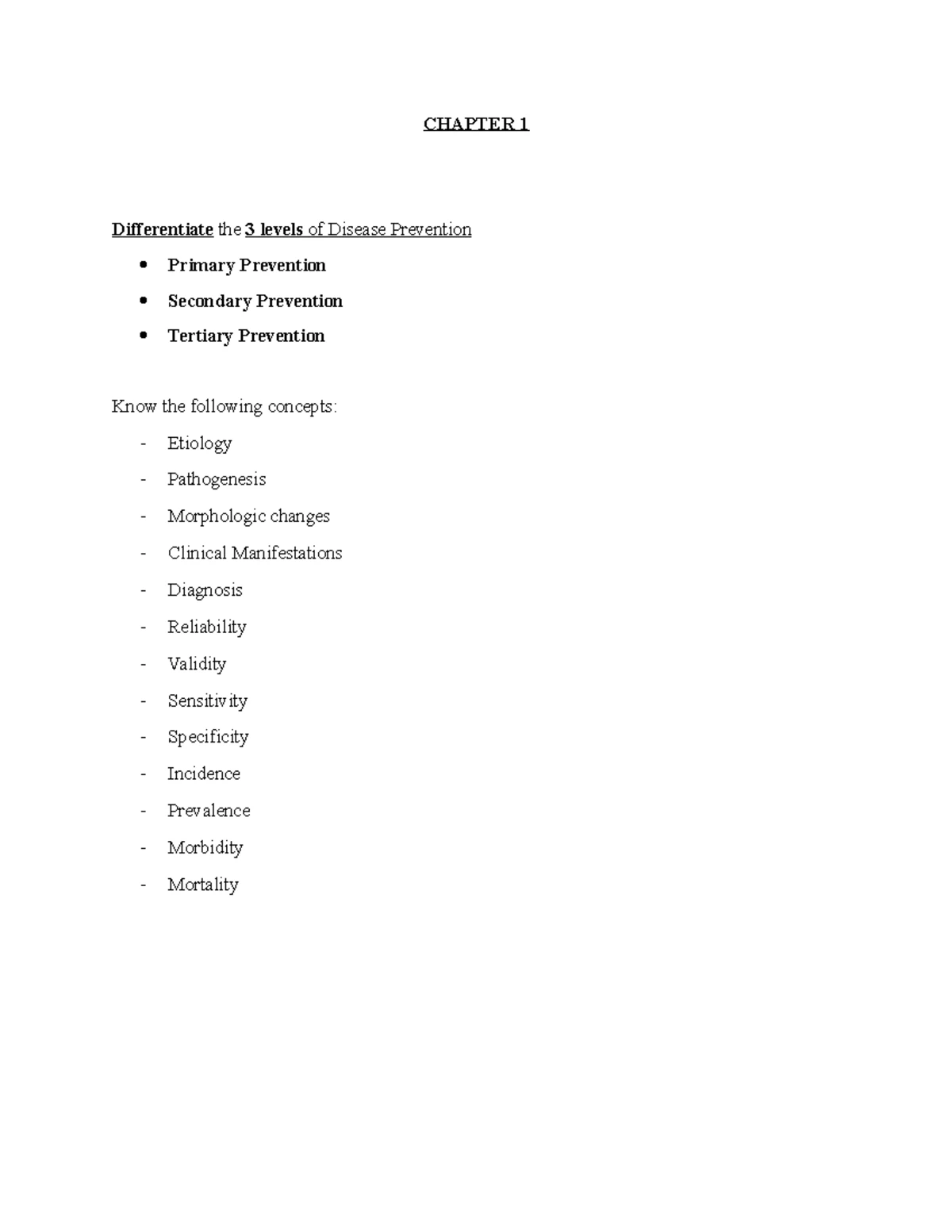 Anatomy & Physiology I Exam 1 Study Guide (CH 1, 3, 4) BSC 2085 MDC ...