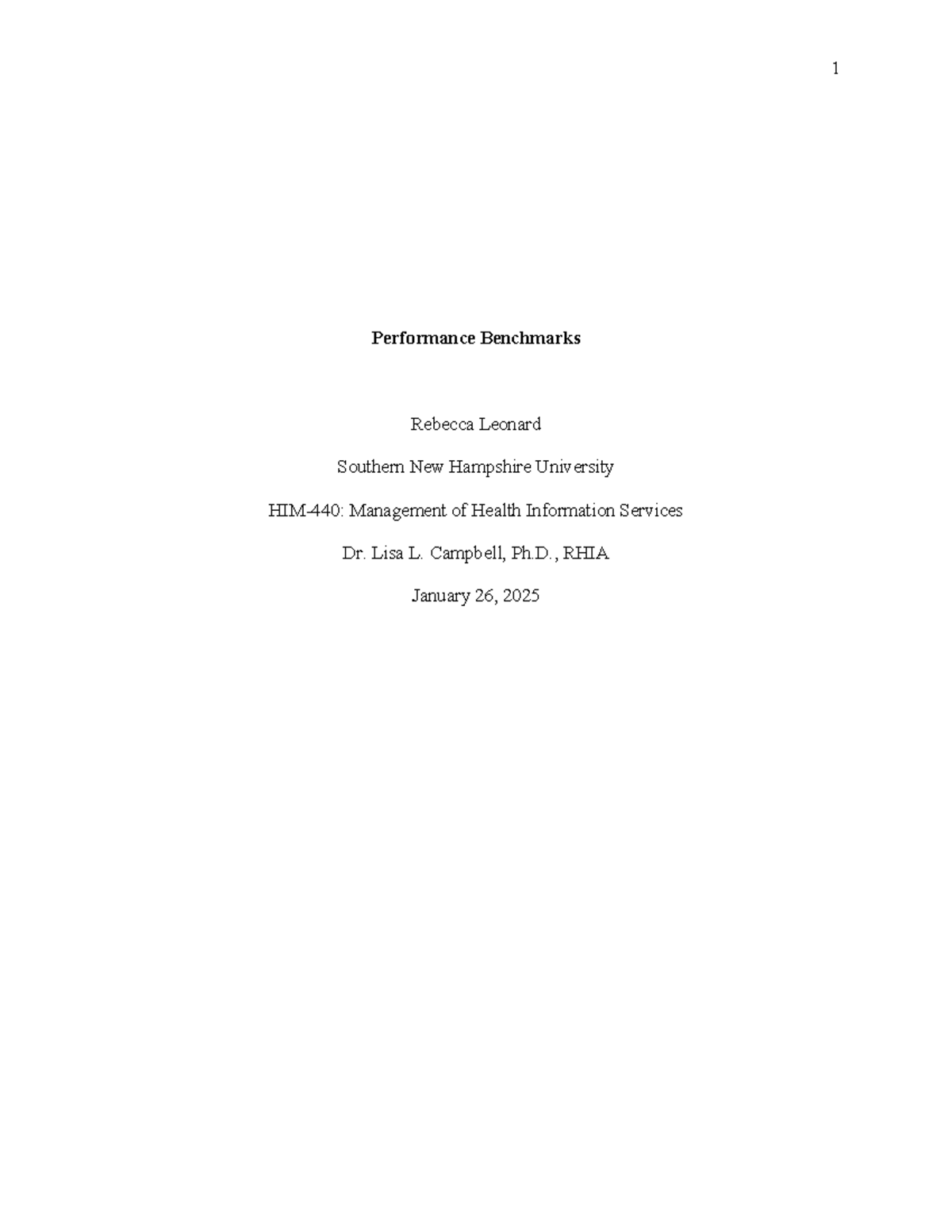 Module 3 Performance Benchmarks - Performance Benchmarks Rebecca ...