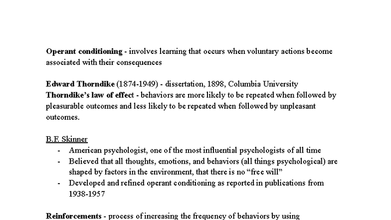 Psych 101: Operant Conditioning & Observational Learning Insights - Studocu