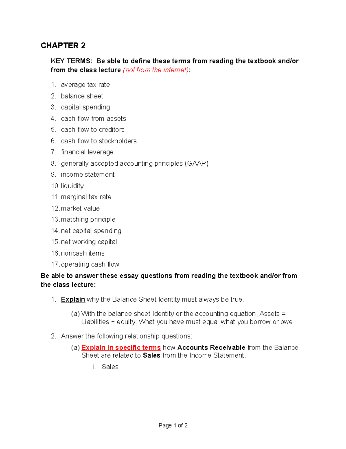 Financial Accounting Concepts and Terms – CH 2 Key Definitions & Qs ...