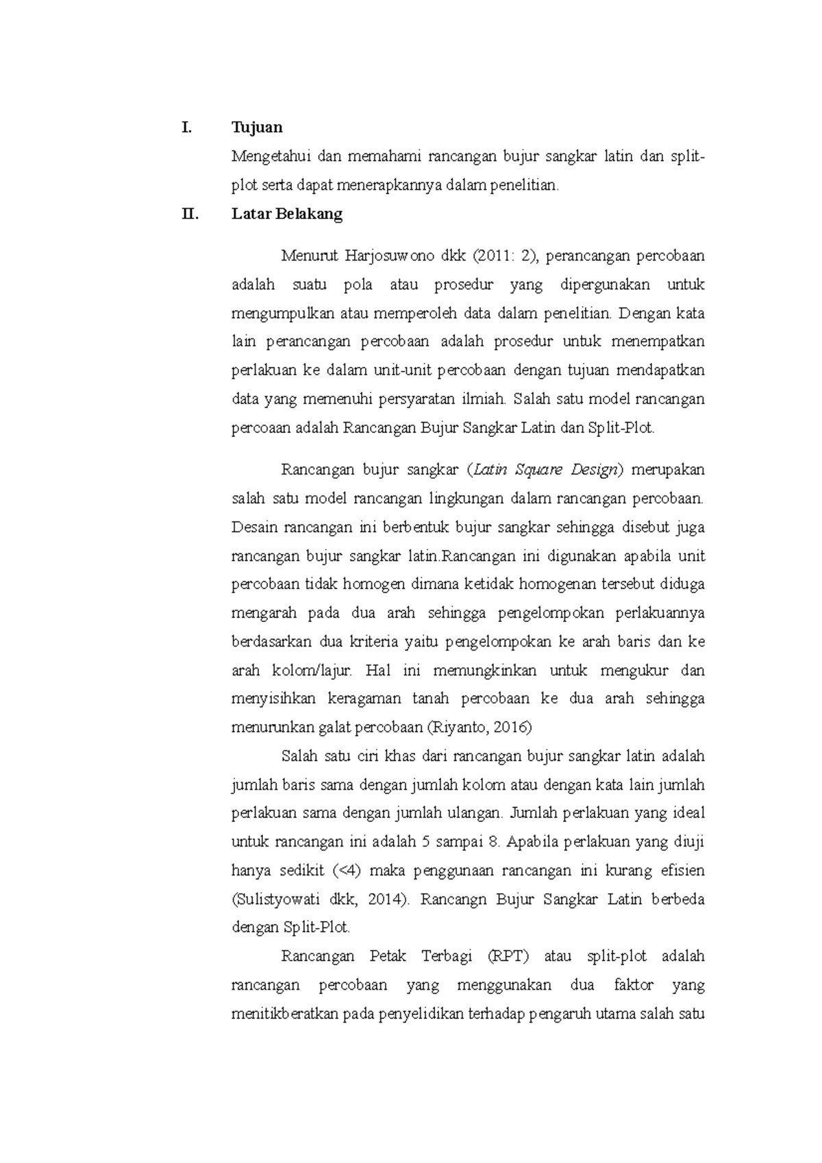 Rancangan Bujur Sangkar Latin & Split-Plot: Kajian RBSL dan RPT - Studocu