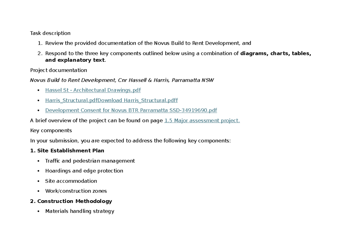 Novus BTR Development Project: Task Description & Key Components - Studocu