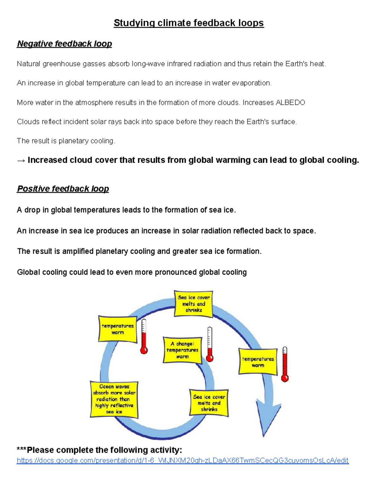 Climate Feedback Loops: Negative and Positive Effects - Studocu