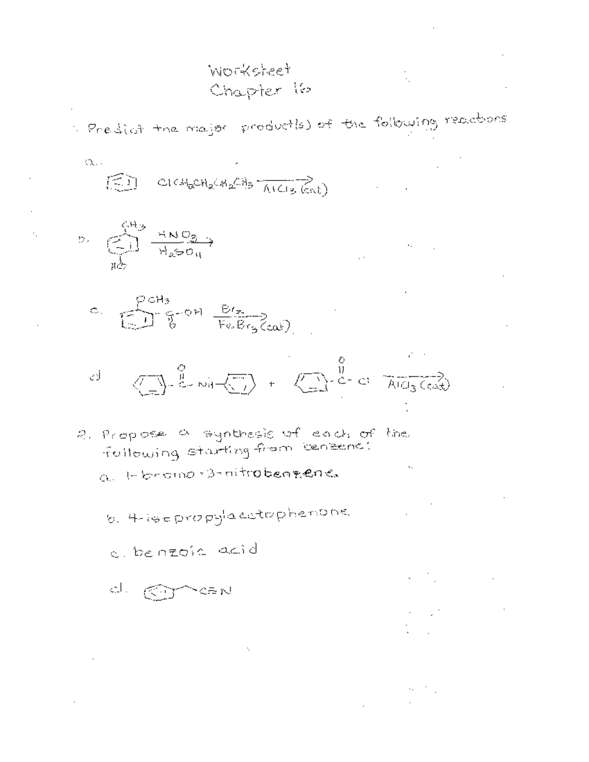 Worksheet 3: Chapter 16 Reaction Predictions and Syntheses - Studocu