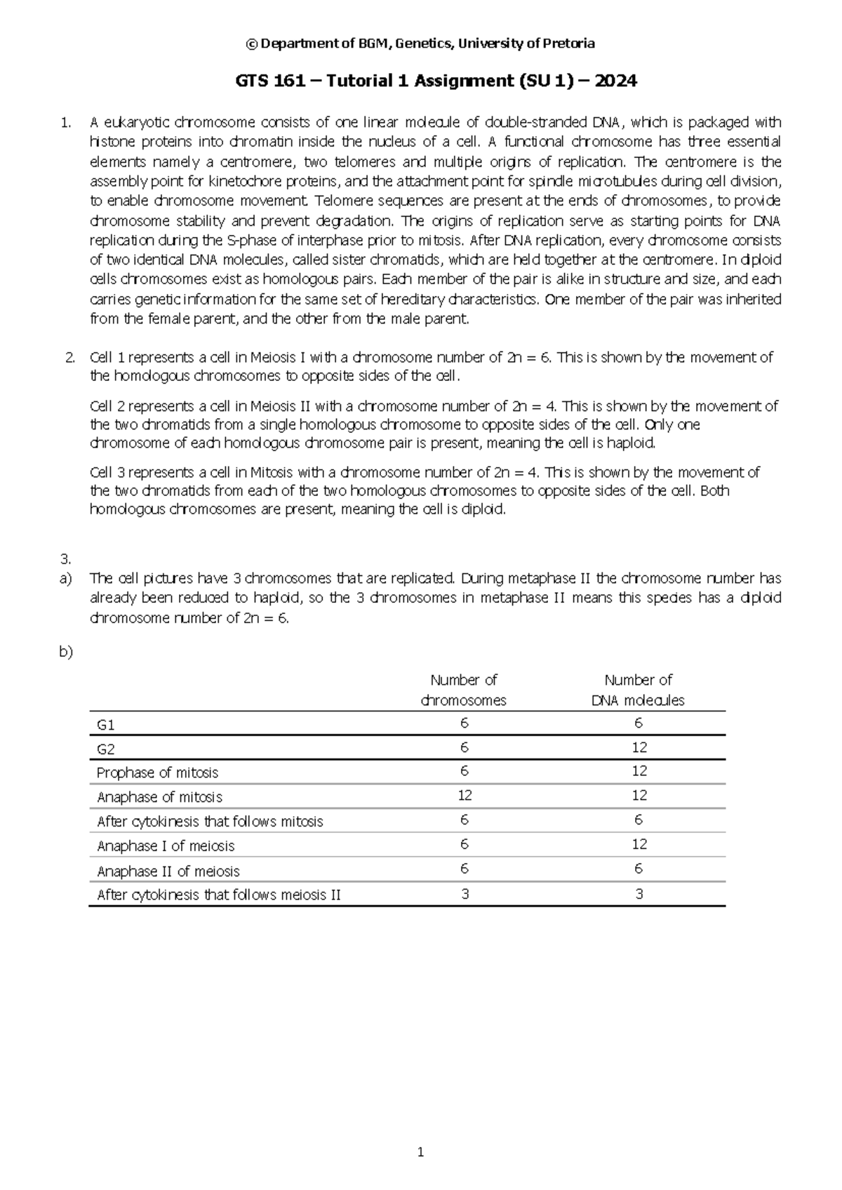 Tutorial 1 Assignment Memo 2024 - GTS 161 – Tutorial 1 Assignment (SU 1 ...