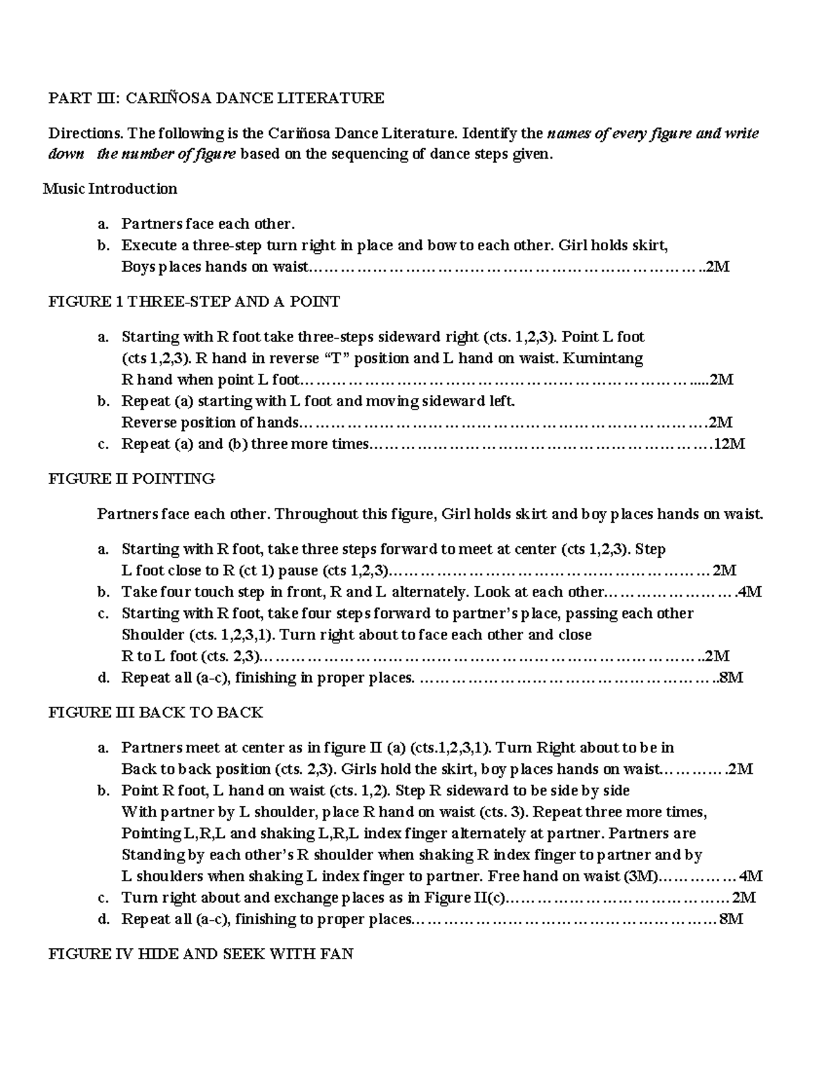 Cariñosa Dance Literature: Steps, Figures & Interpretations - Studocu