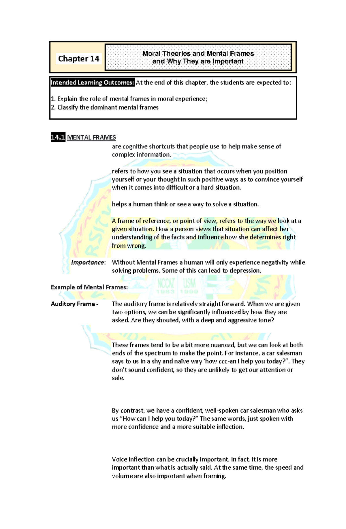 Week 13: Understanding Moral Theories and Mental Frames in Ethics - Studocu