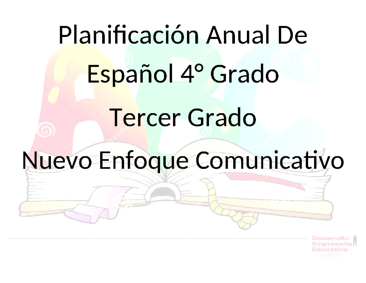 Planes de Clases de Español 4° Grado: Enfoque Comunicativo y ...