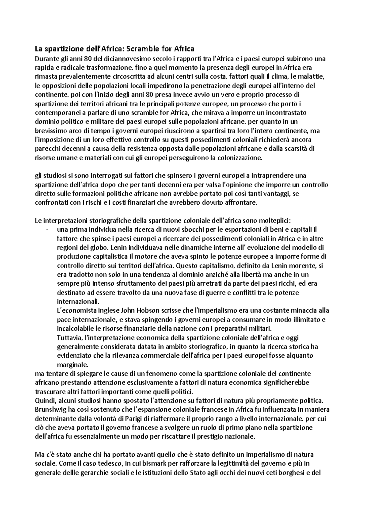 Scramble for Africa and the Berlin Conference: An Analysis - Studocu