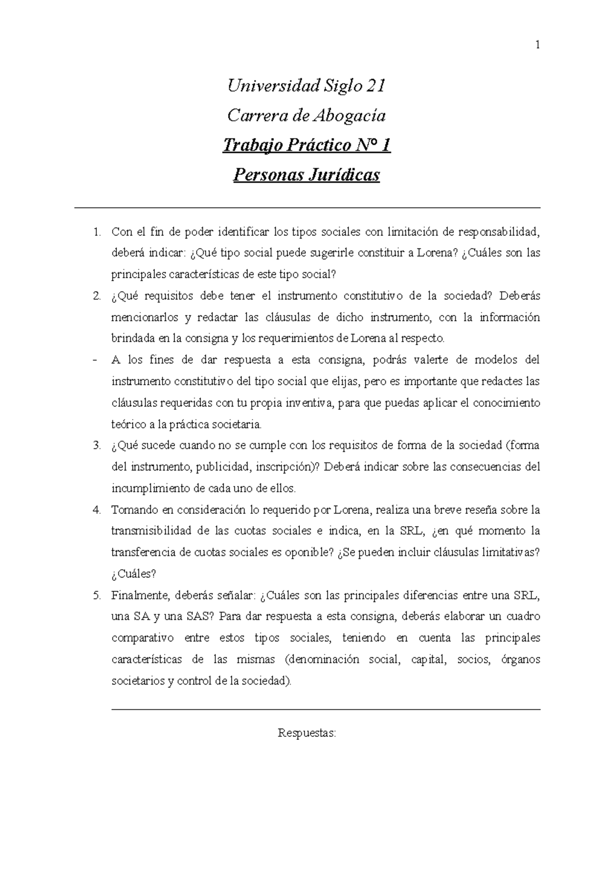 Trabajo Práctico N4: Personas Jurídicas y Tipos Sociales en Abogacía - Studocu