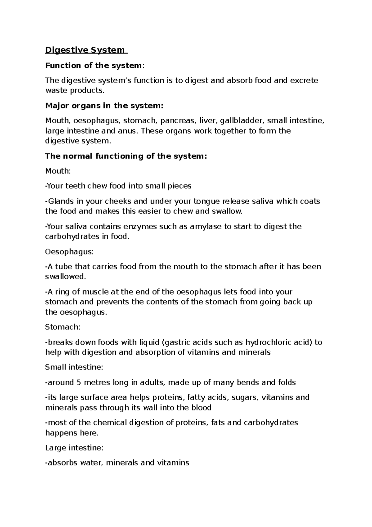 Unit 14 - Physiological disorder Research - Digestive System Function ...